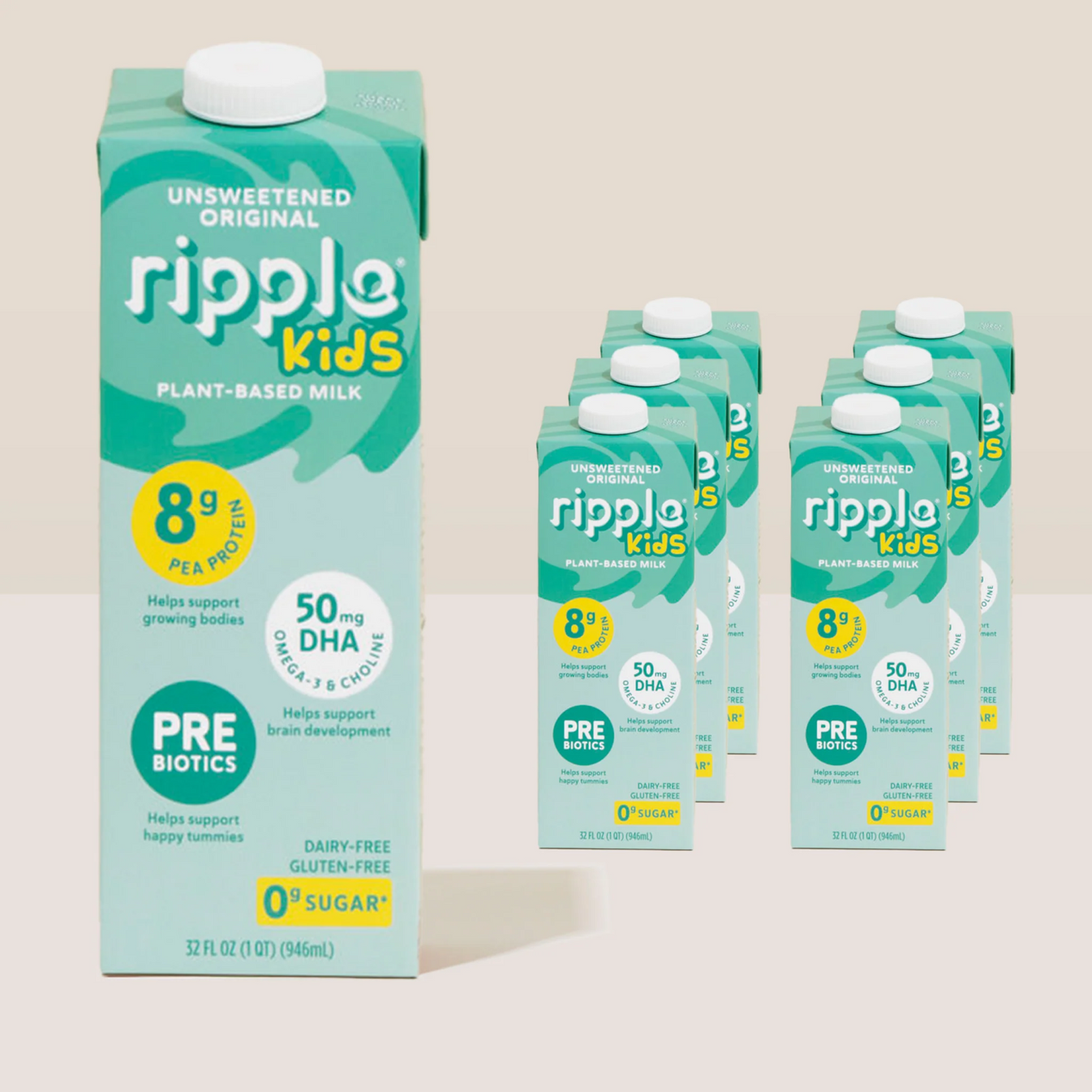 Ripple Kids Shelf-Stable Unsweetened Original Milk (6-Pack) – Ripple Foods